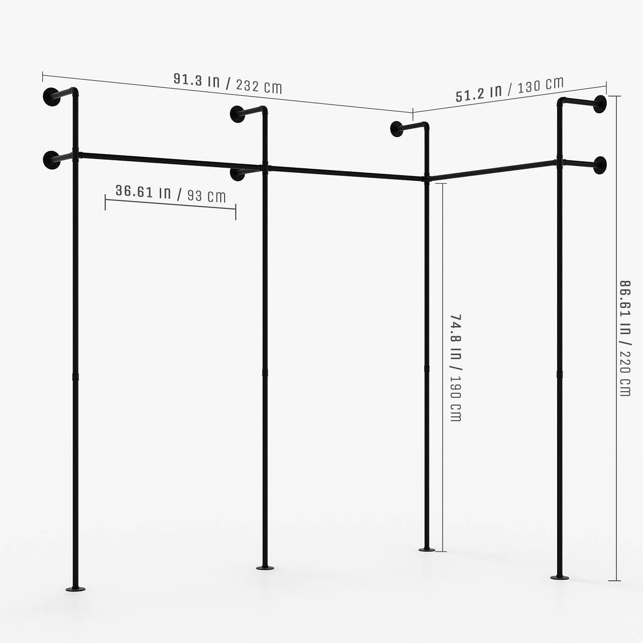 Industrial Corner Clothes Rail - Add Style to Your Home | pamo. – pamo ...
