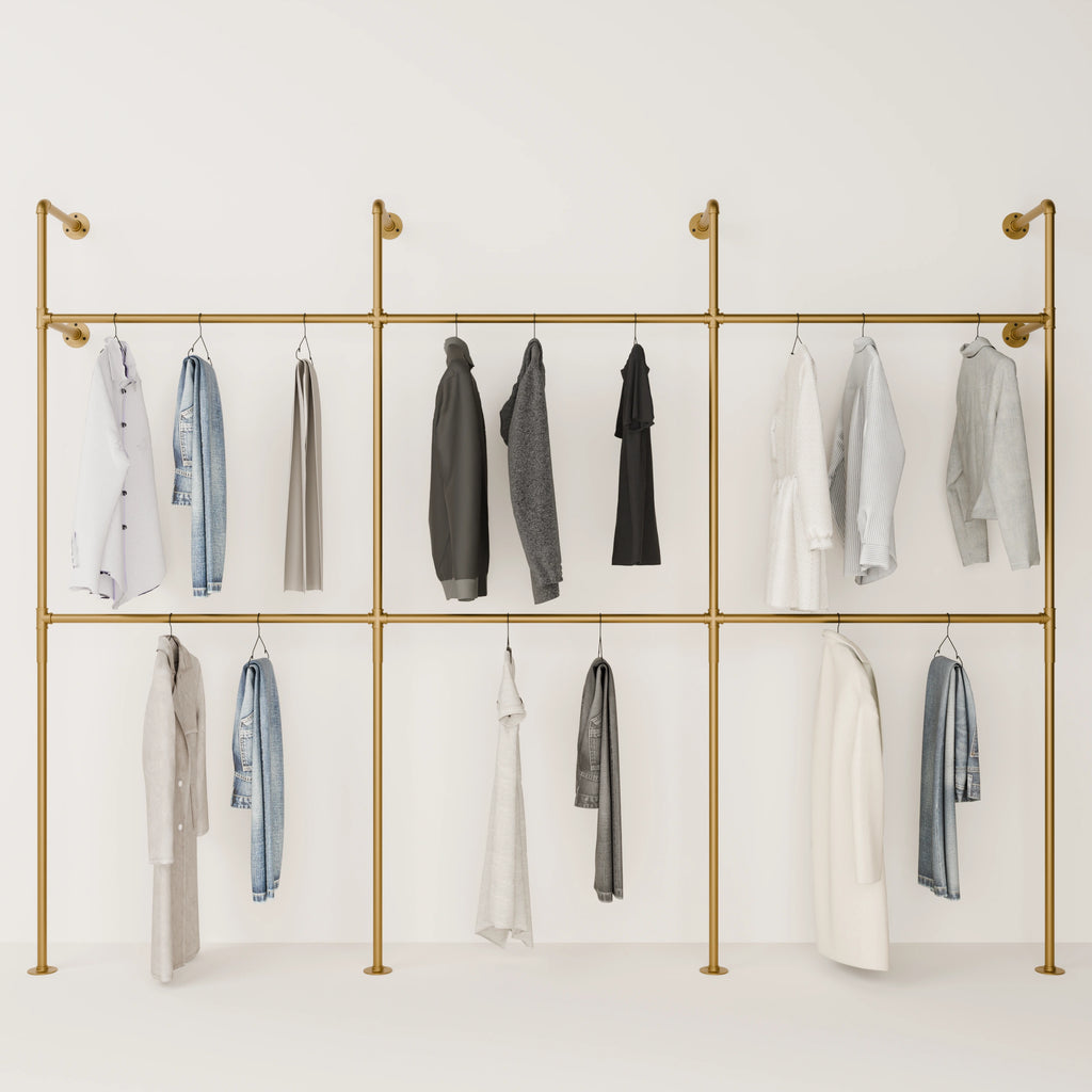 Elegant Double Gold Clothes Rail System - Upgrade Your Closet | pamo ...