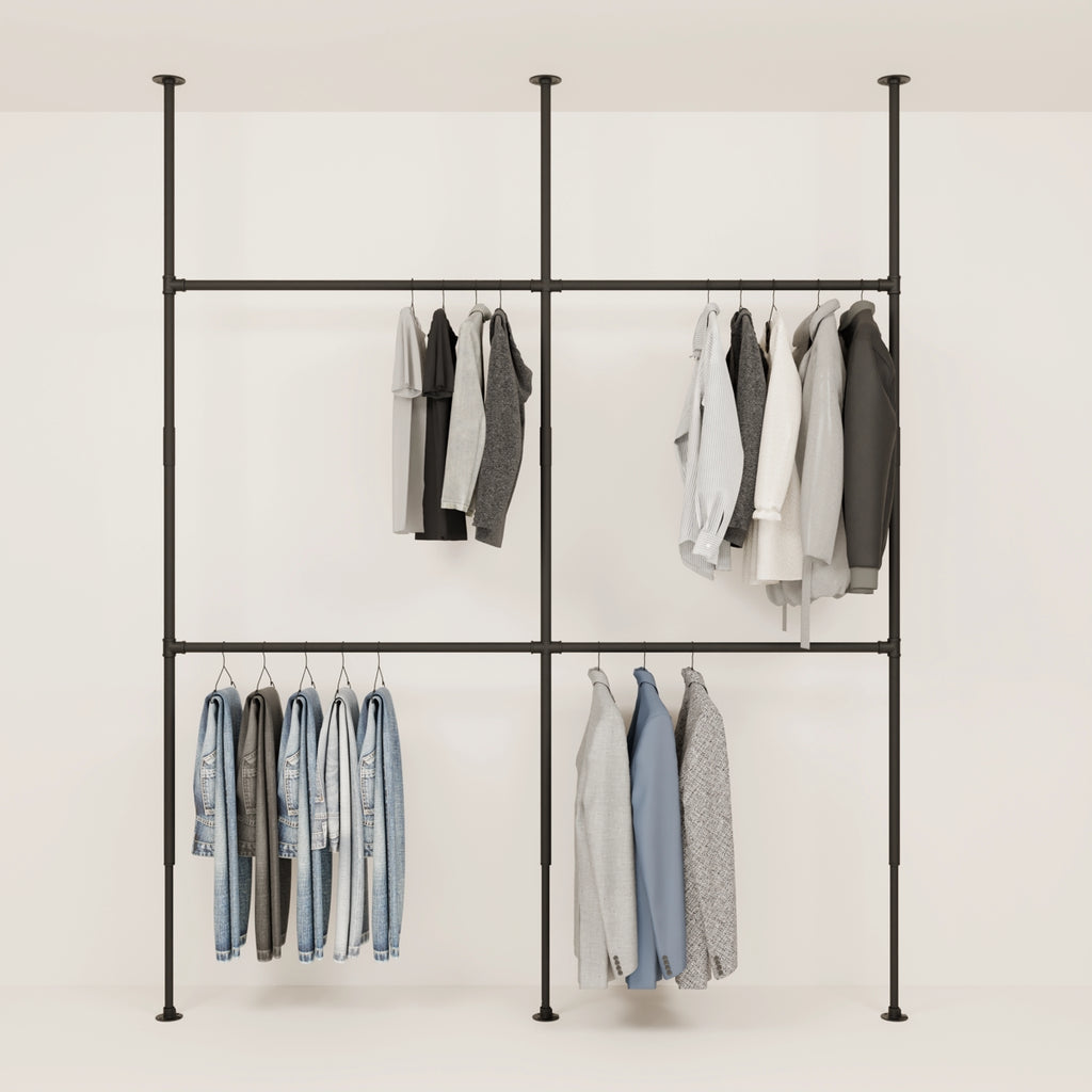 Open Closet with Telescopic Rack » For Heavy Clothes | pamo. – pamo. design