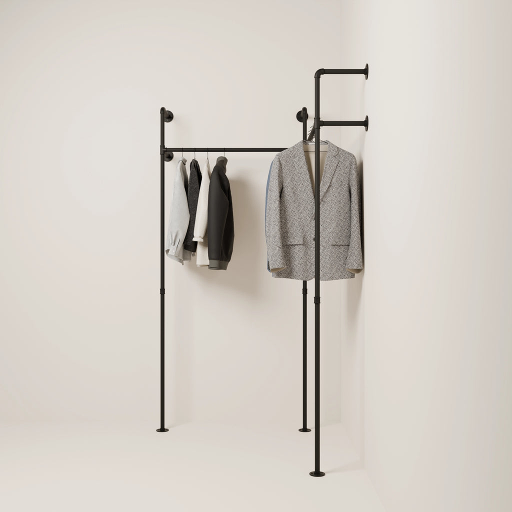Wall Mounted Corner Clothes Rail - Save Space | pamo. – pamo. design