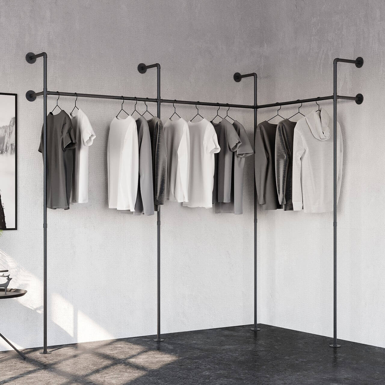 Industrial Corner Clothes Rail - Add Style to Your Home | pamo. – pamo ...